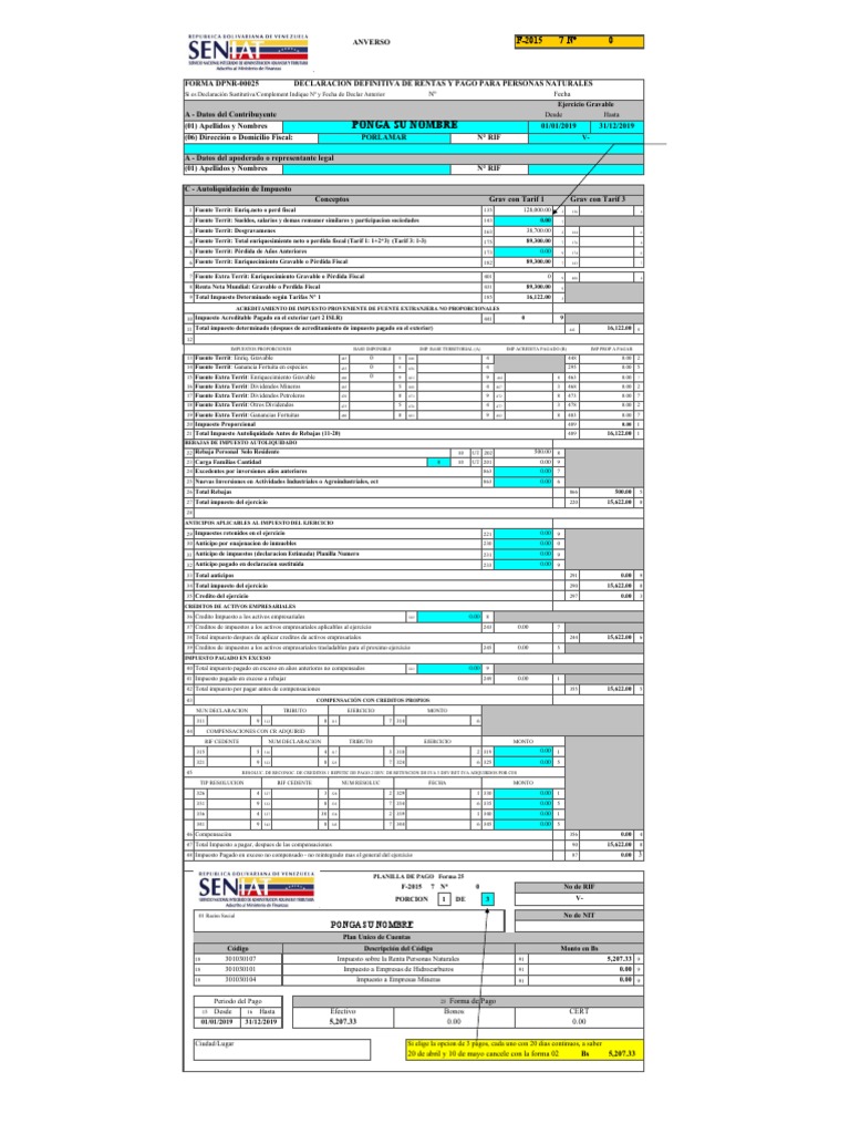 Modelo Planila Islr PN 2020 | PDF | Finanzas del gobierno | Mercado ...