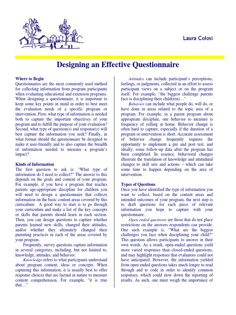 Designing An Effective Questionnaire | PDF | Question | Survey Methodology