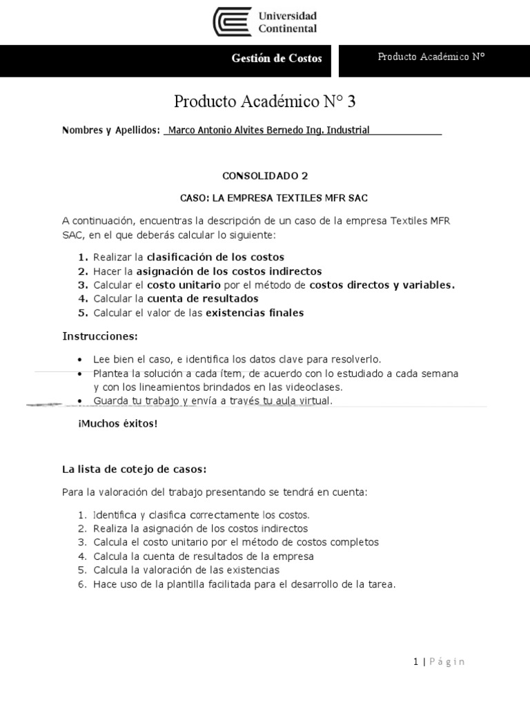 Desarrollo Pa3 Gestion de Costos | PDF | Economias | Business