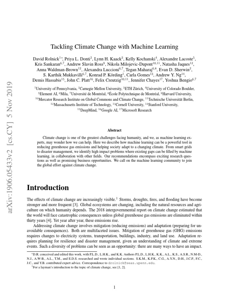 Tackling Climate Change With Machine Learning PDF | PDF | Low Carbon ...