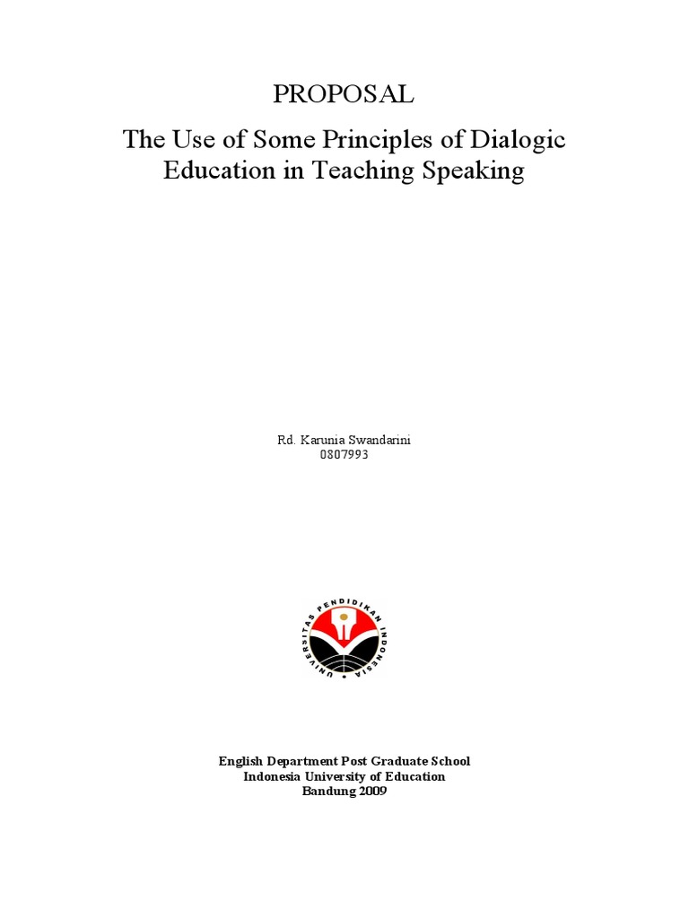 Proposal The Use of Some Principles of Dialogic Education in Teaching ...