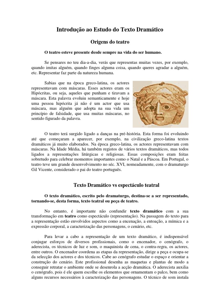 Introdução ao Texto Dramático | PDF | Ator | Teatro