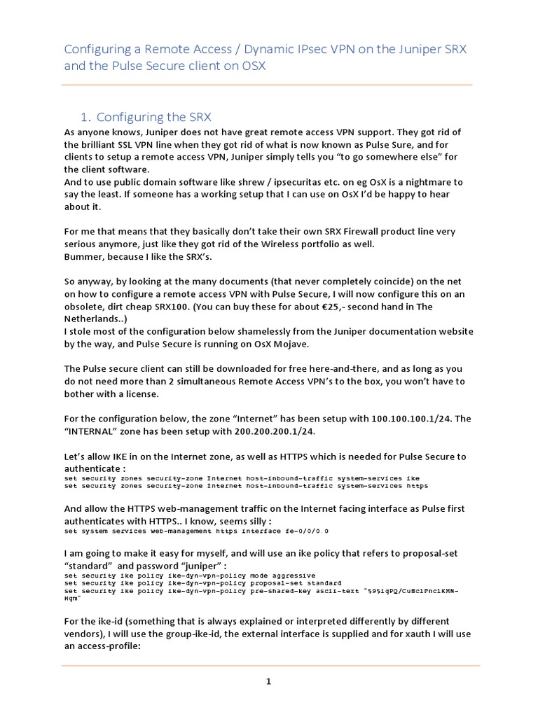 Configuring A Remote Access VPN With Pulse Secure | PDF | Network ...