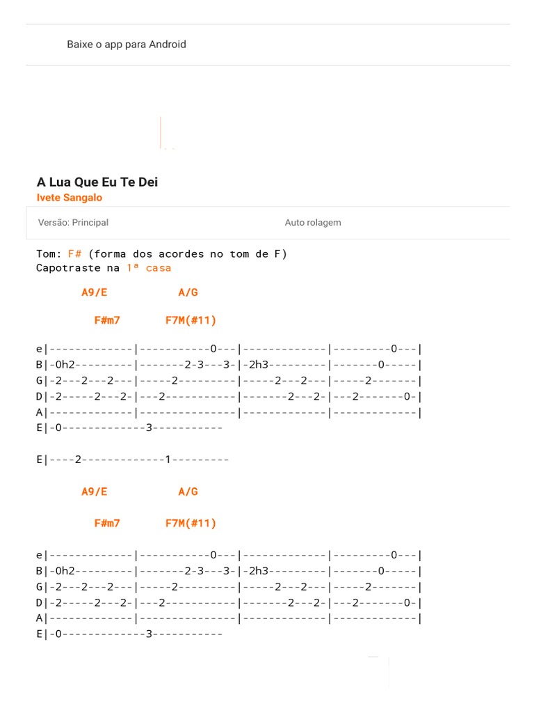 A Lua Que Eu Te Dei - Ivete Sangalo - Cifra Club PDF | PDF | Entretenimento (geral)