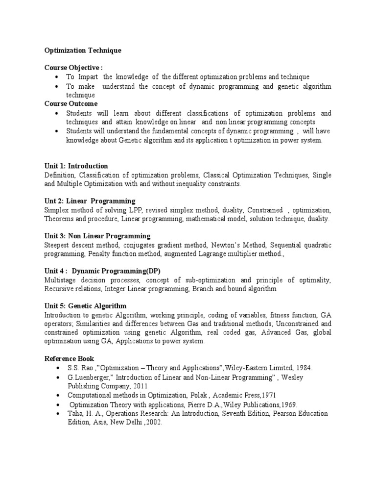 Optimization Technique Pdf