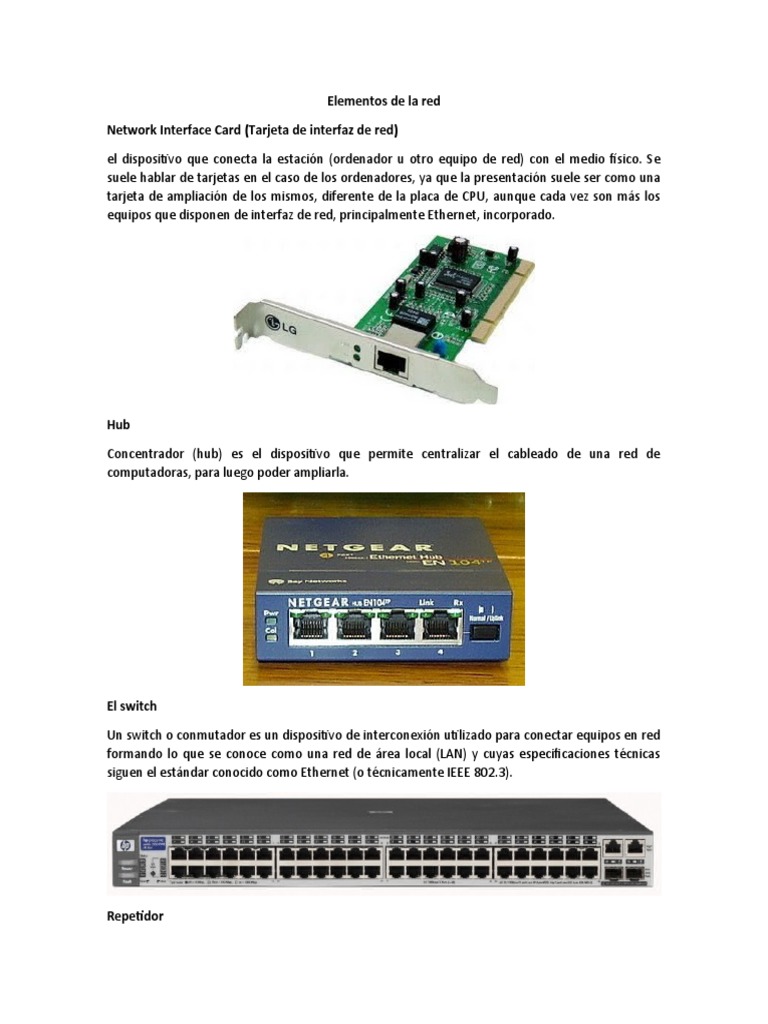 Elementos Clave de Redes Informáticas | PDF | Controlador de interfaz ...