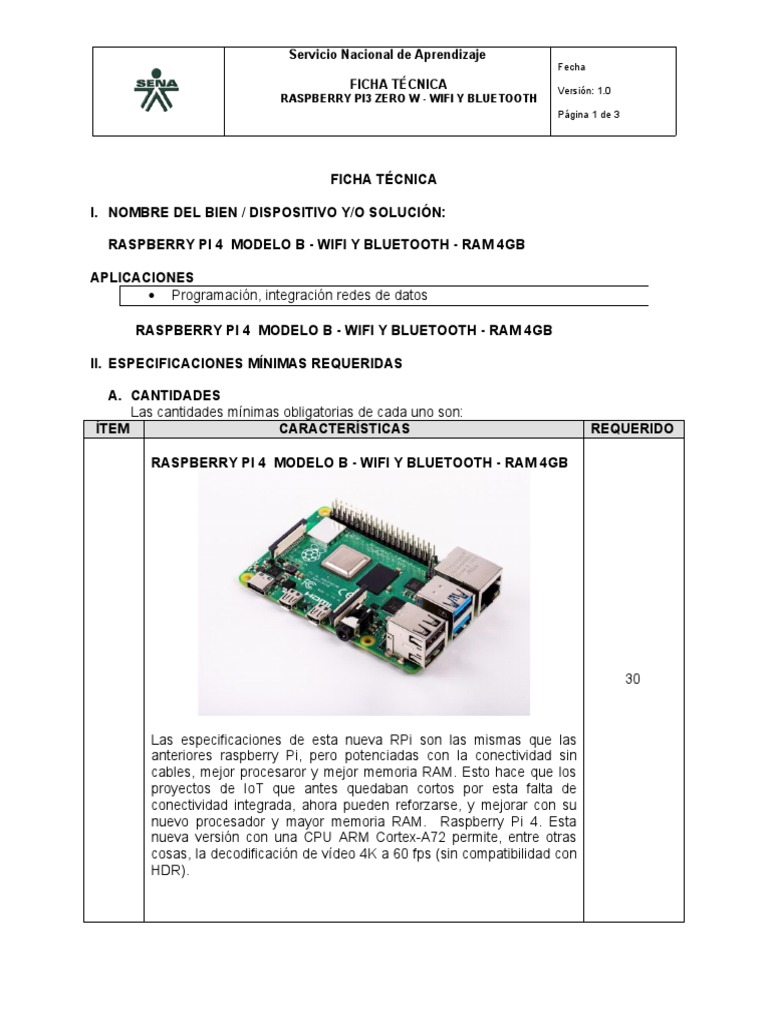 Ficha Técnica Raspberry Pi 4 | PDF | Raspberry Pi | Bluetooth