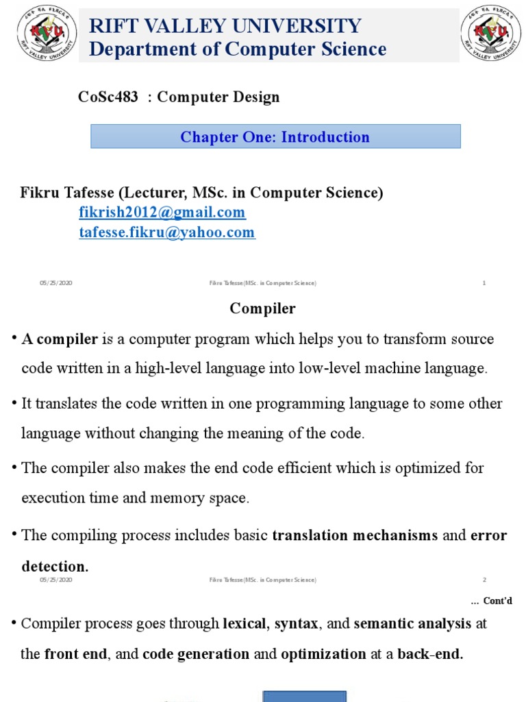 Rift Valley University Department of Computer Science | PDF | Compiler | Parsing