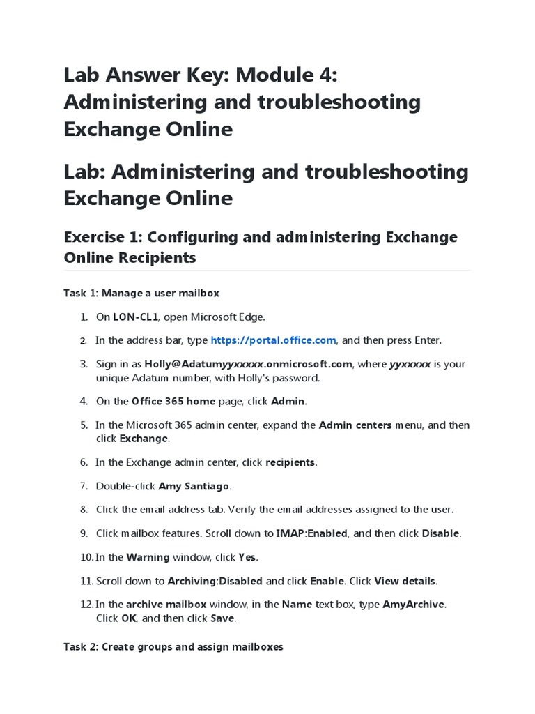 Lab Answer Key: Module 4: Administering and Troubleshooting Exchange ...