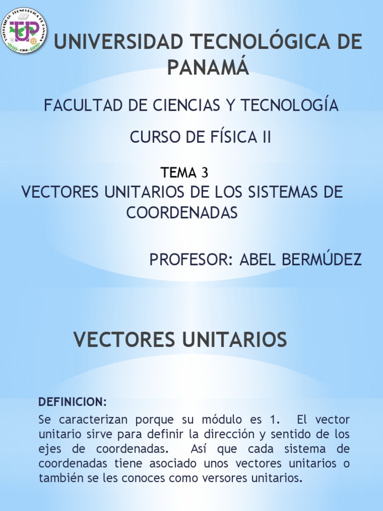 3-Vectores Unitarios | PDF | Vector Euclidiano | Sistema coordinado