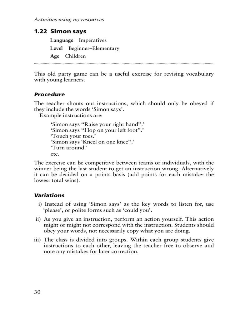 Game: Simon Says | PDF