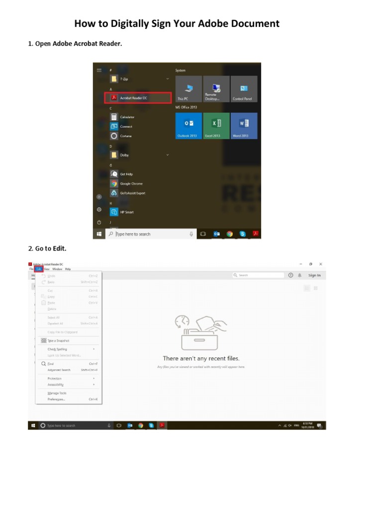 How To Digitally Sign Your Adobe Document: 1. Open Adobe Acrobat Reader ...