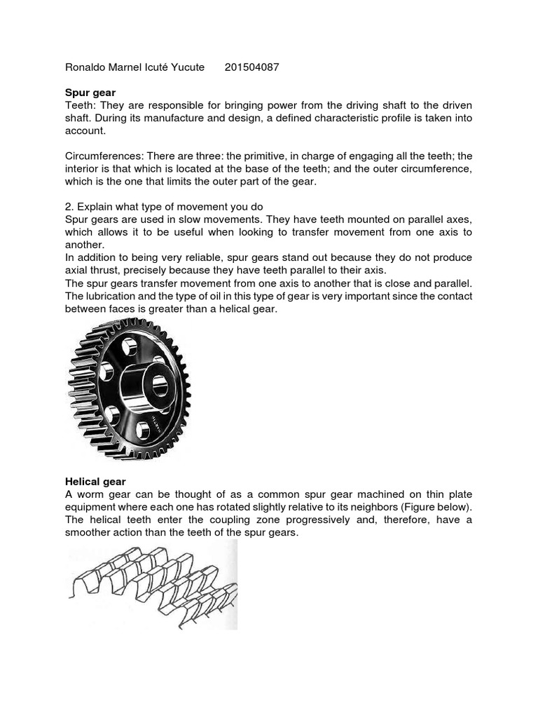 Types of Gears PDF | Download Free PDF | Gear | Equipment