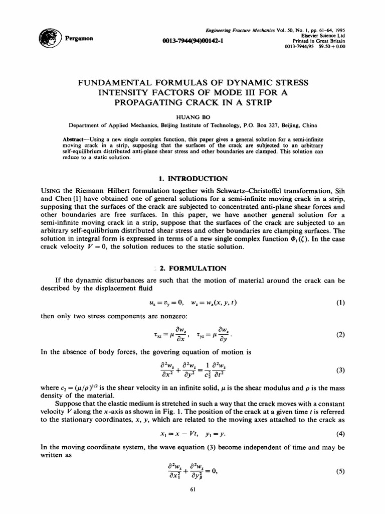 Fundamental Formulas of Dynamic Stress Intensity Factors of Mode III ...