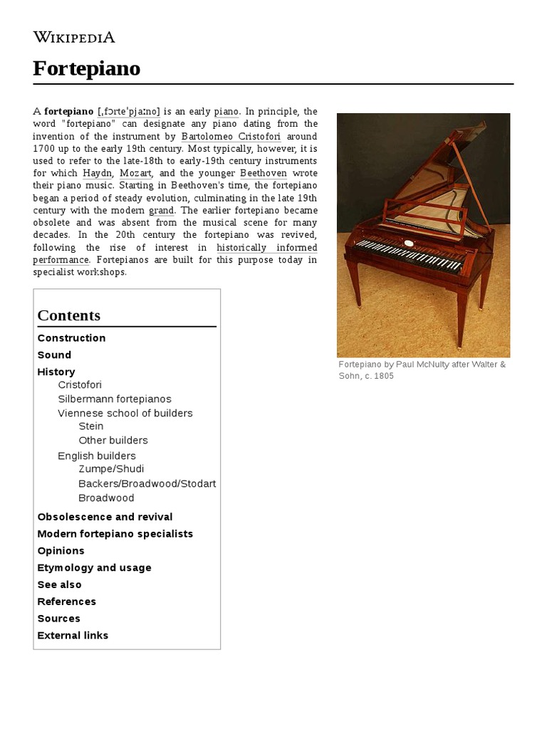 Fortepiano: Construction Sound History | PDF | Chordophones | Musicology