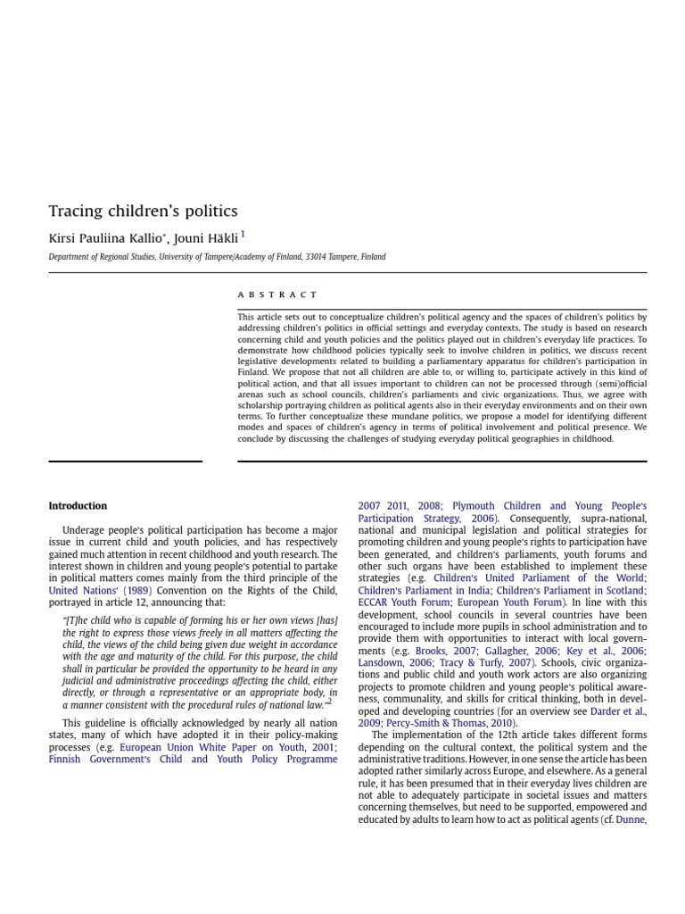 Understanding Children's Political Agency | PDF | Finland | Childhood