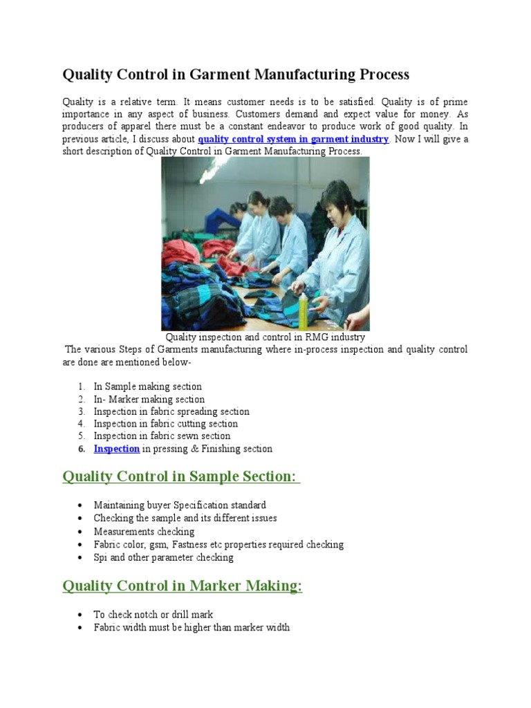Quality Control System | PDF | Seam (Sewing) | Clothing