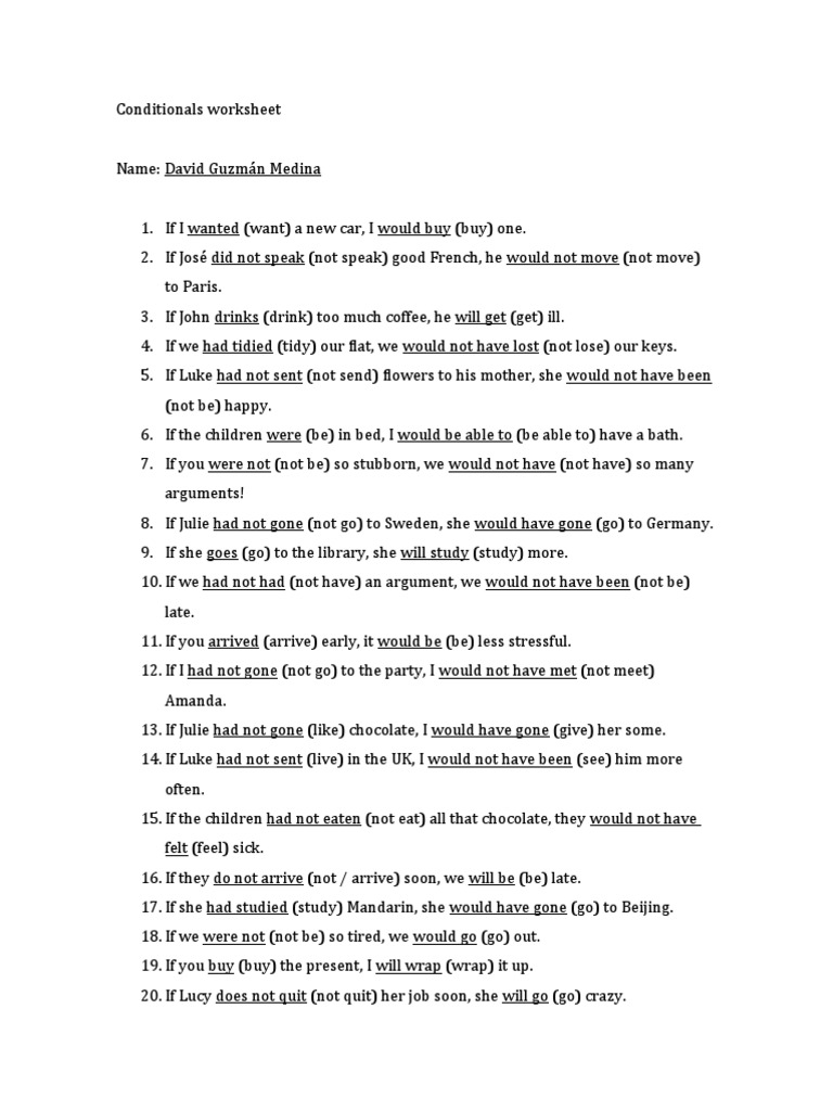 English Conditionals Practice | PDF