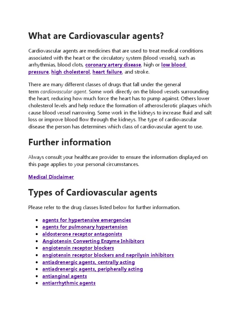 What Are Cardiovascular Agents? | Download Free PDF | Internal Medicine ...