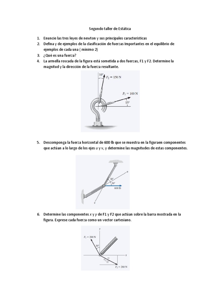 Segundo Taller de Estática | PDF