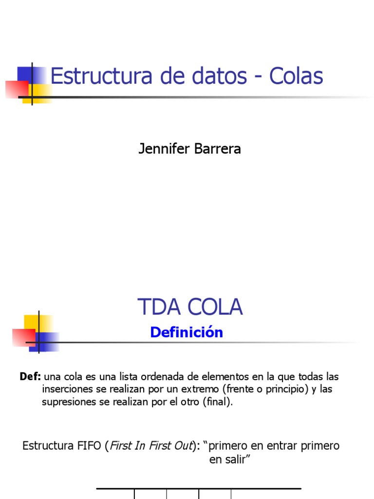 Colas | PDF | Cola (tipo de datos abstractos) | Estructura de datos de ...