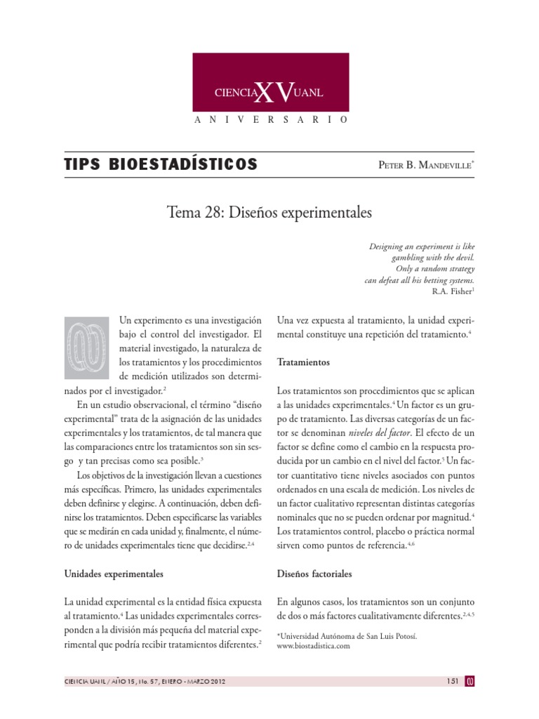 Disenos de Experimentales - FUNDAM - CONCEPTOS PDF | PDF | Medición ...
