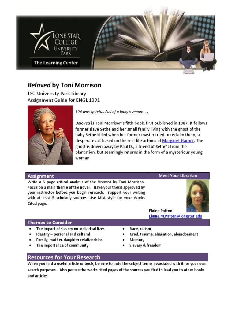Beloved by Toni Morrison: LSC-University Park Library Assignment Guide ...