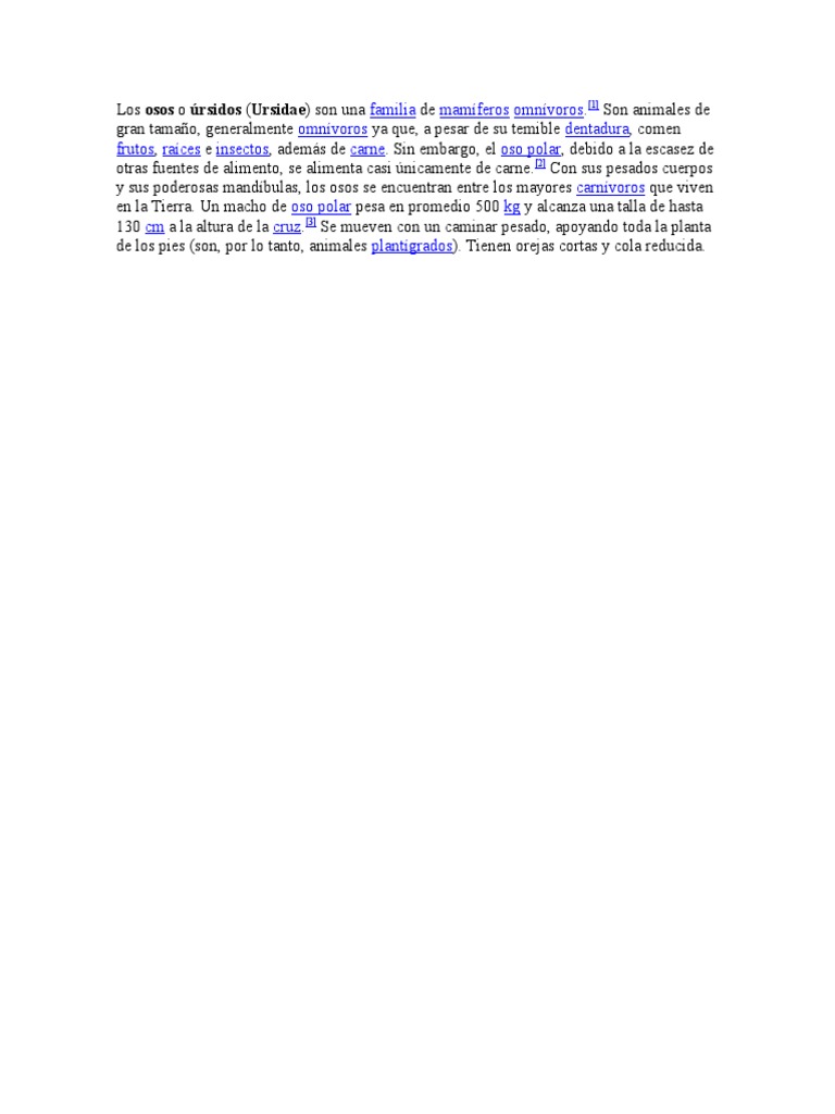 Características de los osos úrsidos | PDF