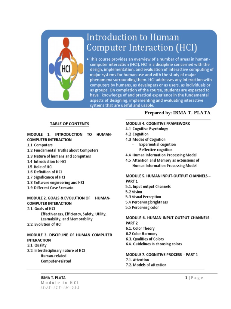 IT122 Human Computer Interaction Materials PDF | PDF | Human–Computer ...