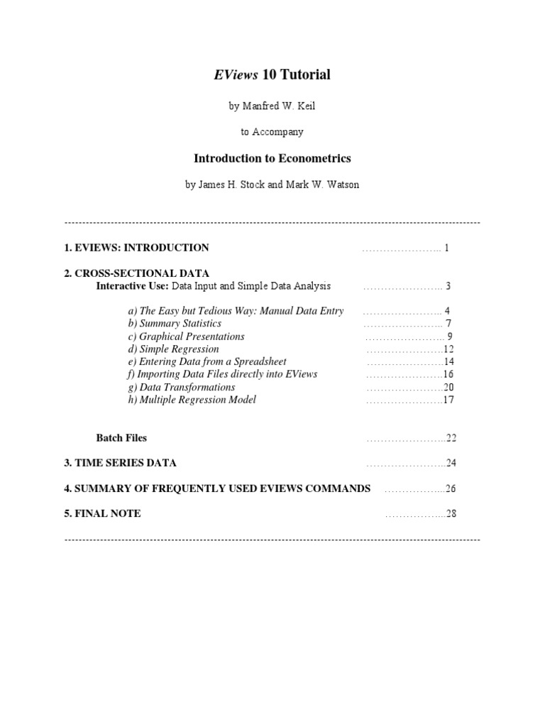 Eviews 10 Tutorial: Introduction To Econometrics | PDF | Ordinary Least Squares | Regression ...