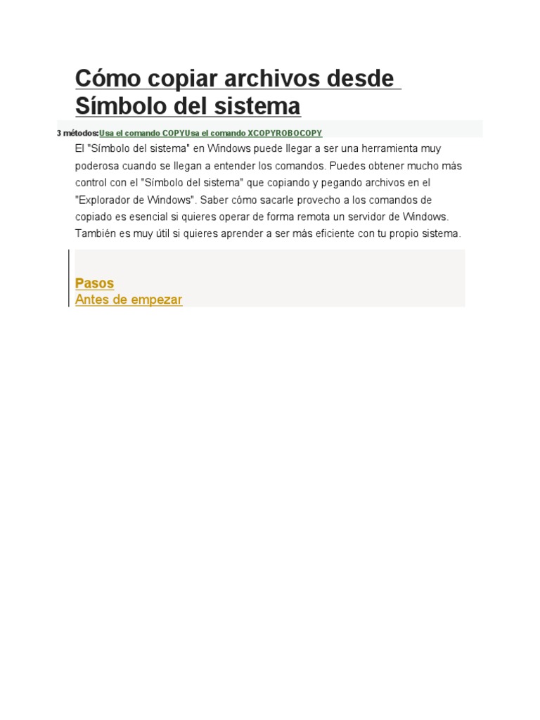 Cómo Copiar Archivos Desde Símbolo Del Sistema | PDF | Archivo de ...
