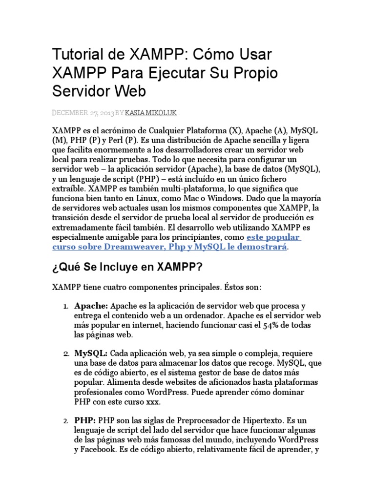 Guía Básica de XAMPP para Novatos | PDF | Php | Servidor HTTP Apache