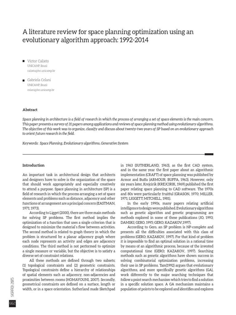 A Literature Review For Space Planning Optimization Using An Evolutionary Algorithm Approach ...