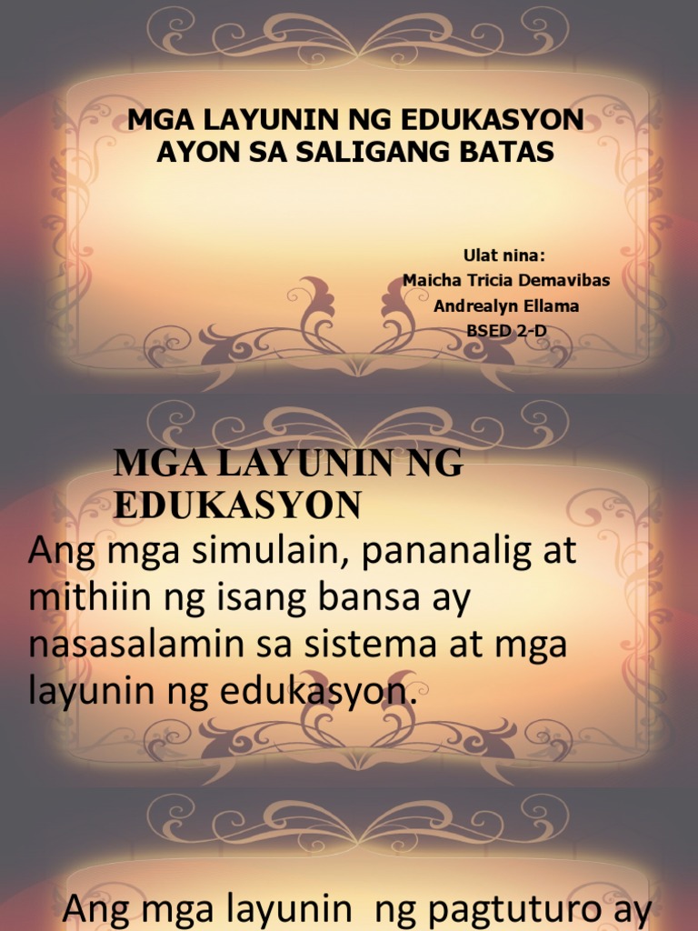Layunin NG Edukasyon Ayon Sa Saligang Batas | PDF