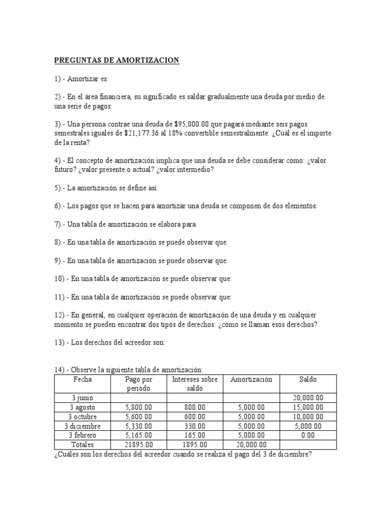 Significado de Amortización Semestral | PDF | Amortización (Negocio ...