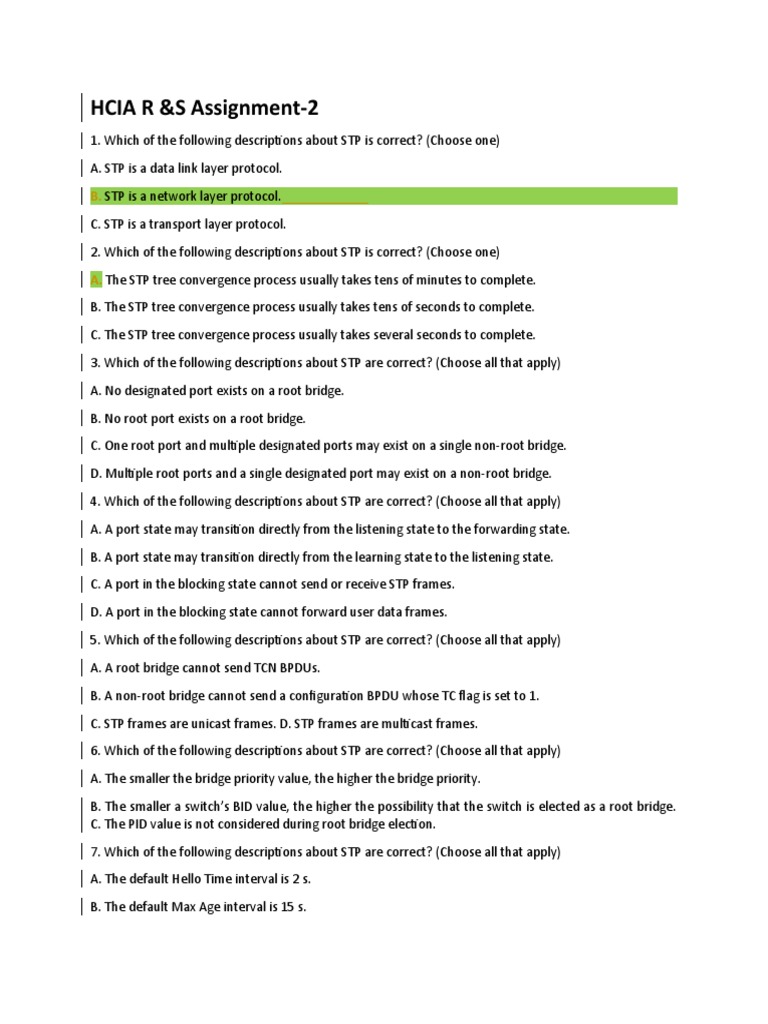HCIA R &S Assignment-2 | PDF | Transmission Control Protocol | Ip Address