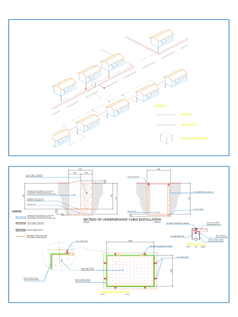 Underground Cable Installation: A Detailed Section Drawing and ...