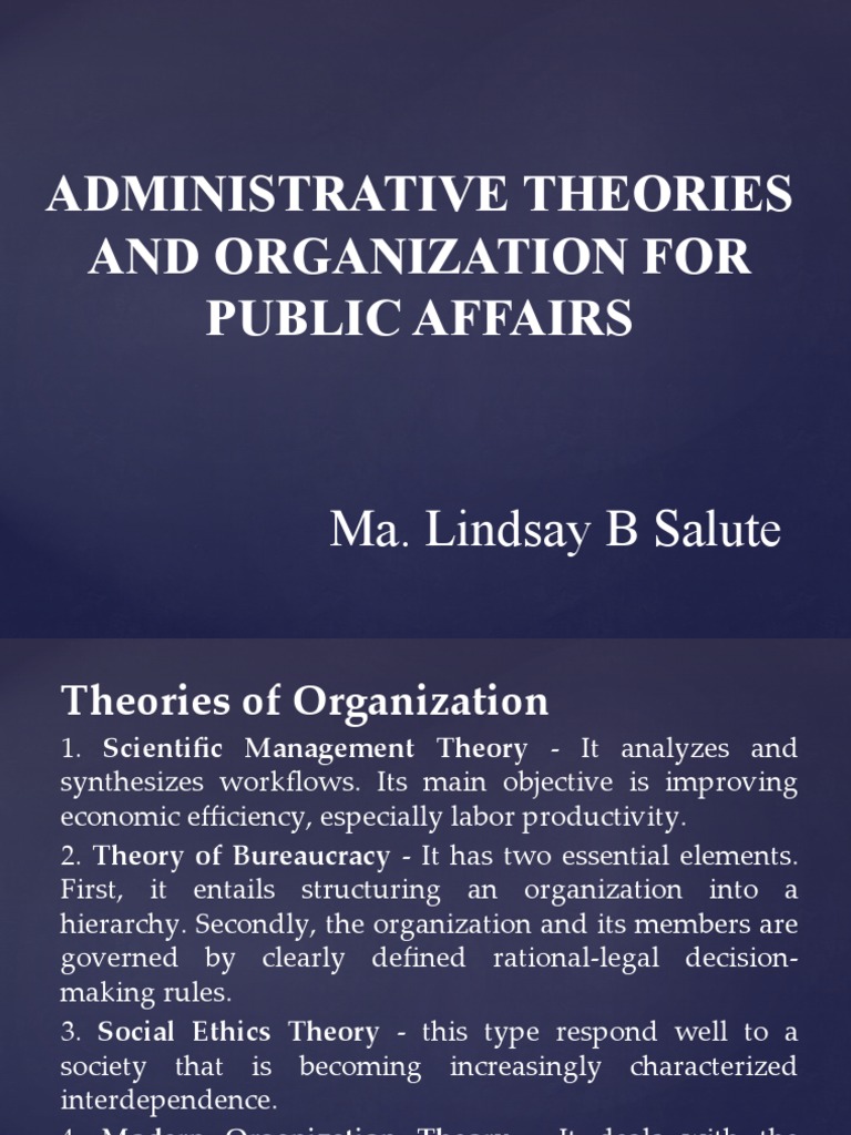 Administrative Theories and Organization For Public Affairs | PDF ...