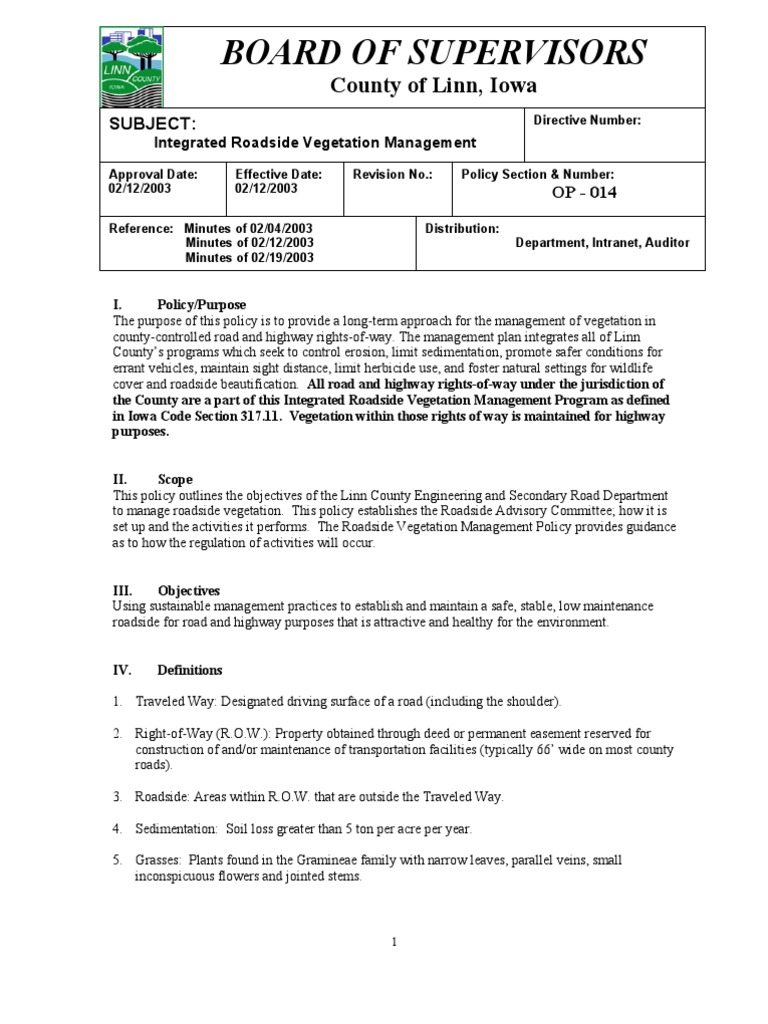 Integrated Roadside Vegetation Management | PDF | Road | Weed