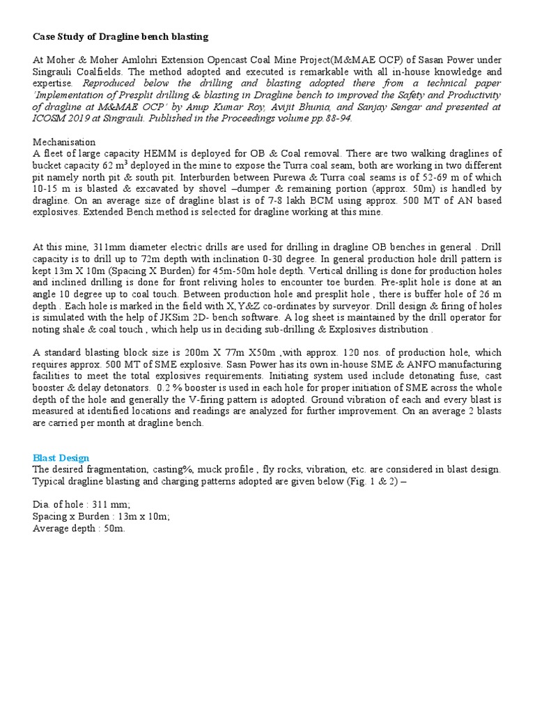 Case Study of Dragline Bench Blasting | PDF | Coal Mining | Nature