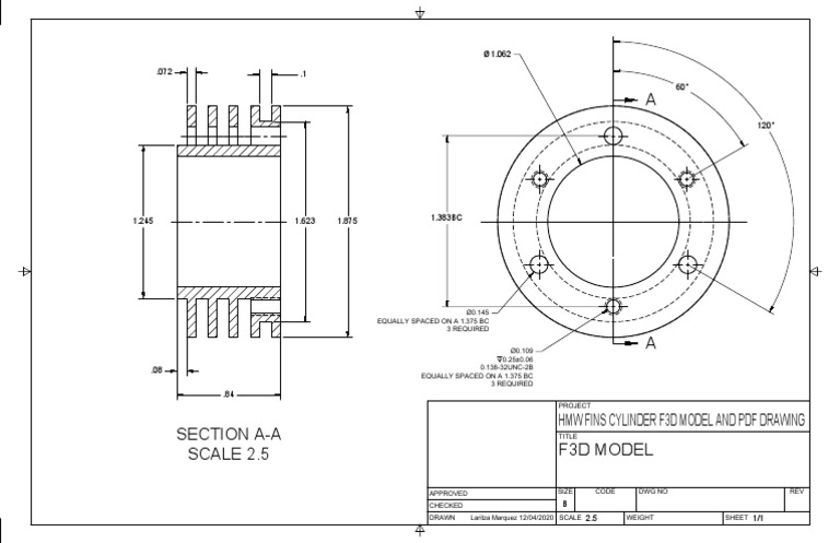 Ø0.145 Equally Spaced On A 1.375 BC 3 Required | PDF