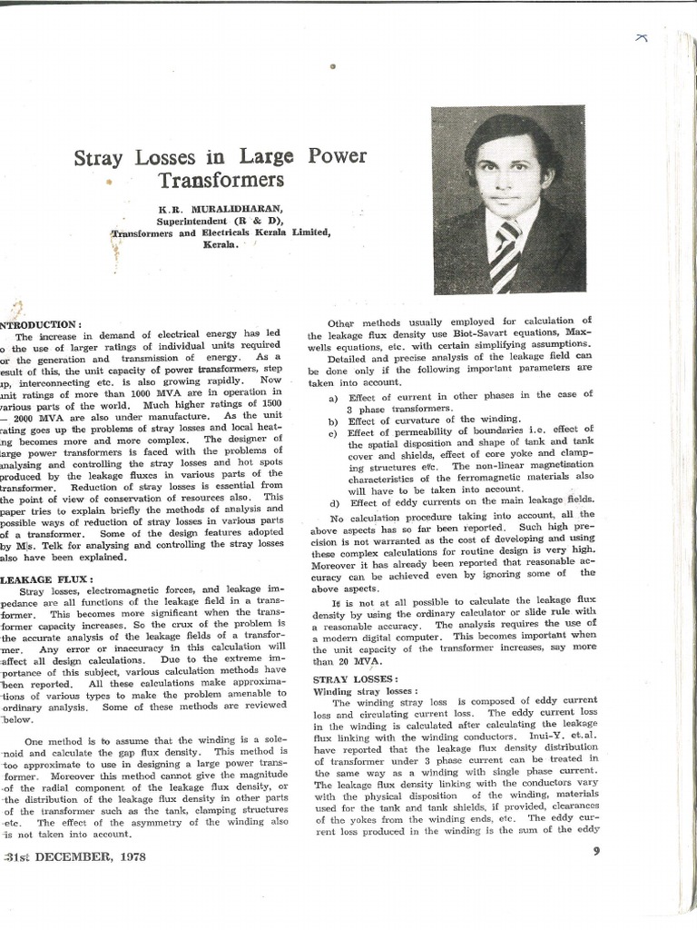 Stray Losses in Large Power Transformers | PDF