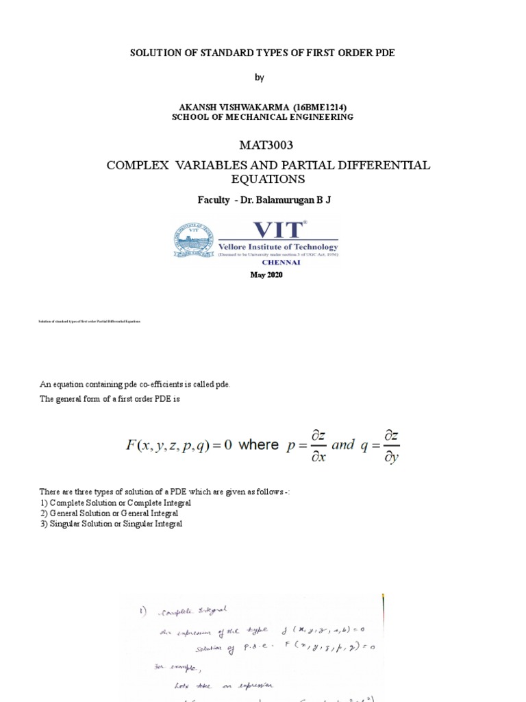 MAT3003 Complex Variables and Partial Differential Equations | PDF