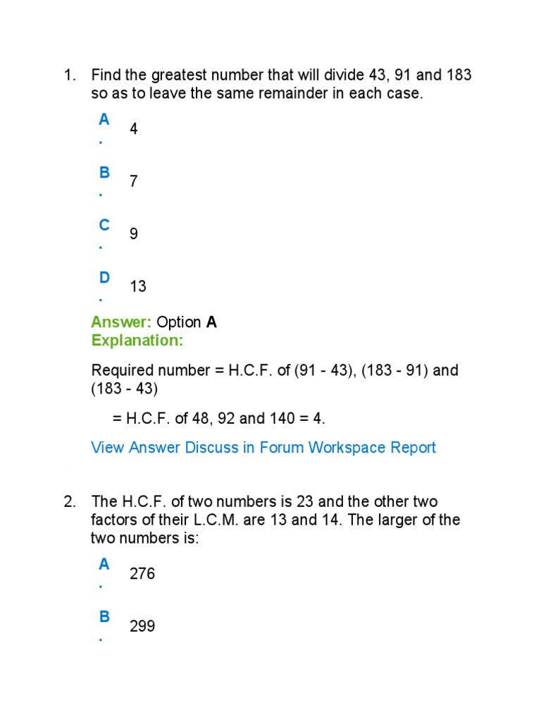 A - B - C - D .: Answer: Explanation | PDF | Fraction (Mathematics ...