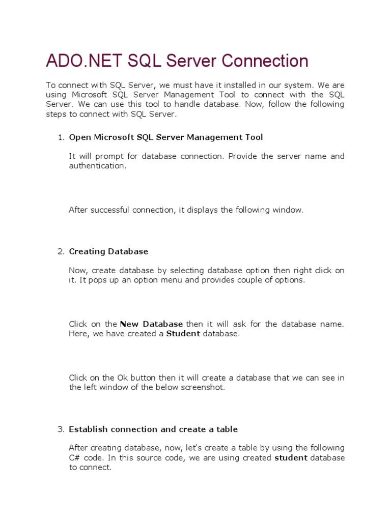 ADO | PDF | Microsoft Sql Server | C Sharp (Programming Language)