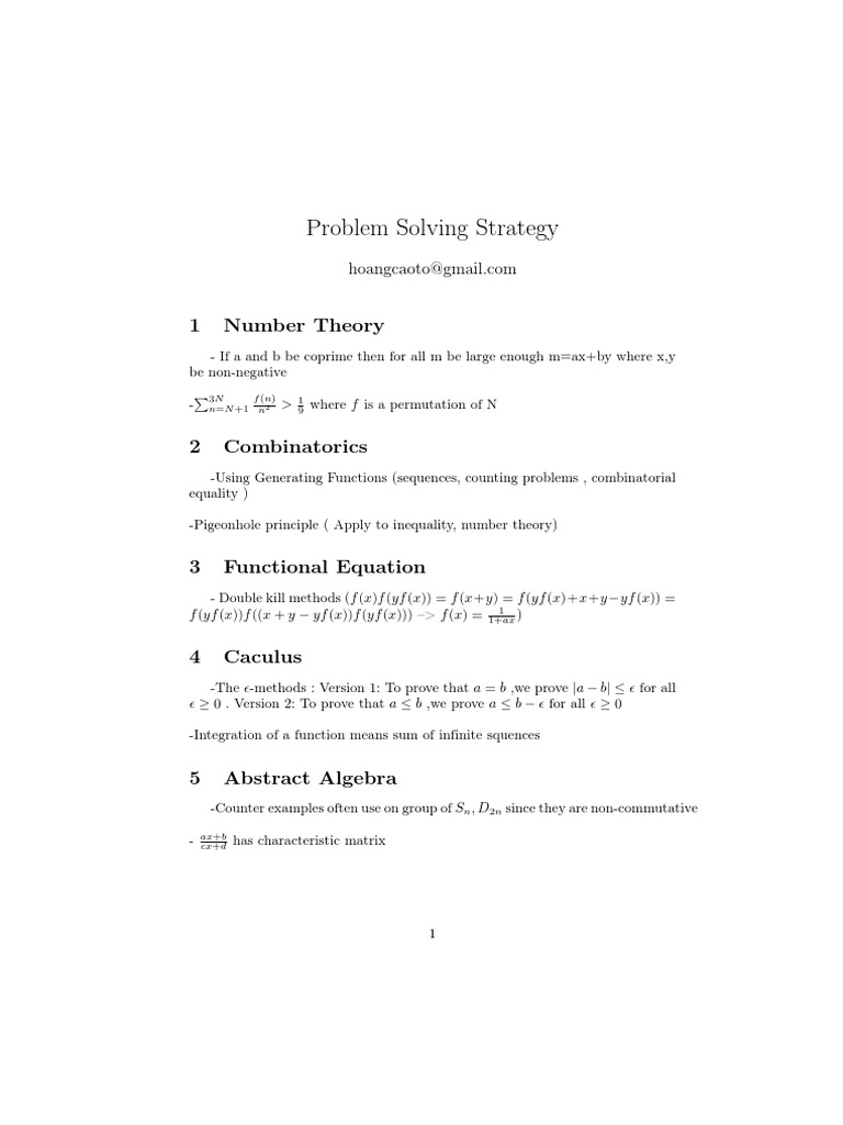 Comprehensive Problem Solving Strategies | PDF