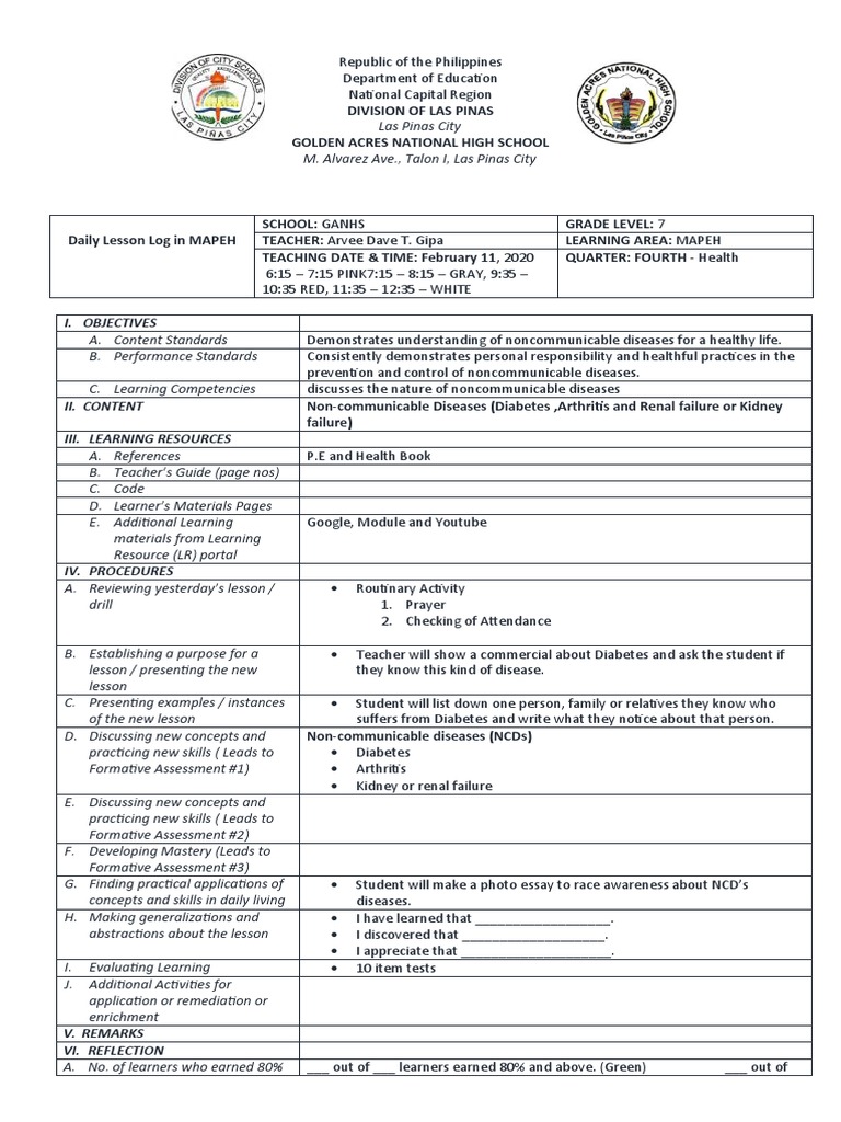 Teaching Non-Communicable Diseases: A Detailed Lesson Plan on Diabetes ...