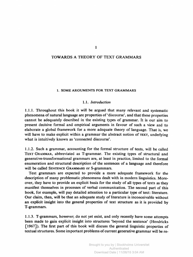 Theory of Text Grammars Explained | PDF | Sentence (Linguistics ...