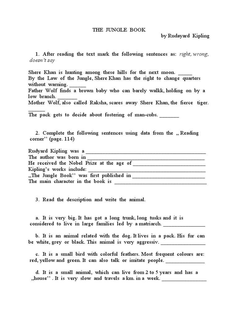 THE JUNGLE BOOK - Worksheet
