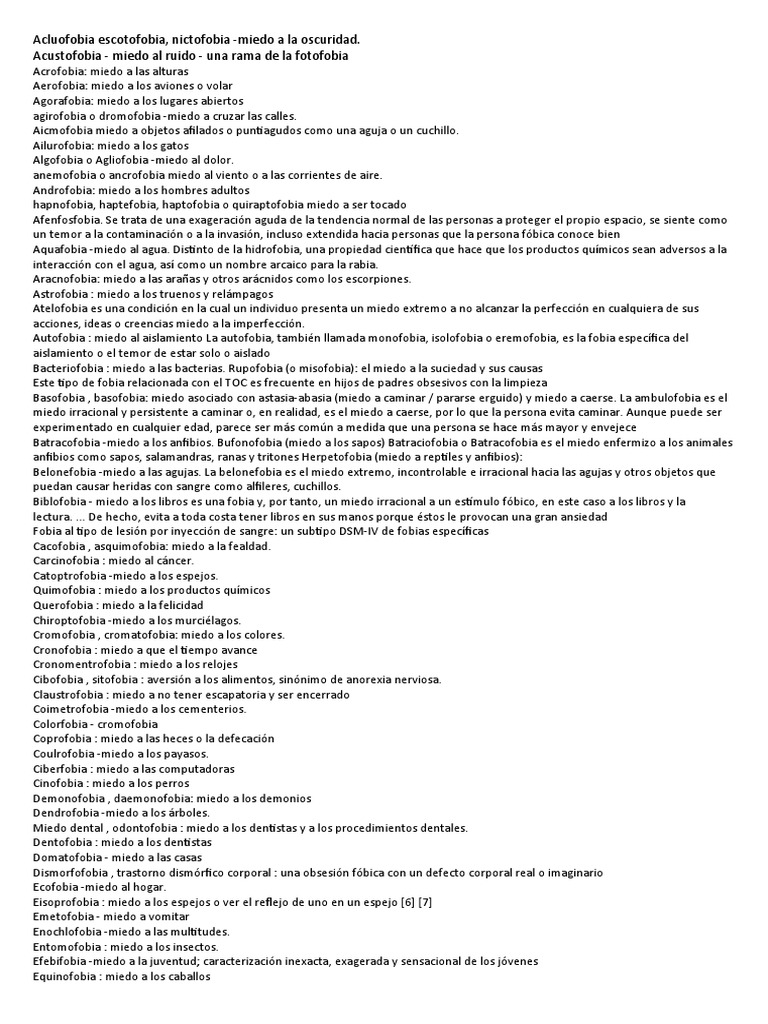 Acluofobia Escotofobia | PDF | Fobia | Trastorno de ansiedad